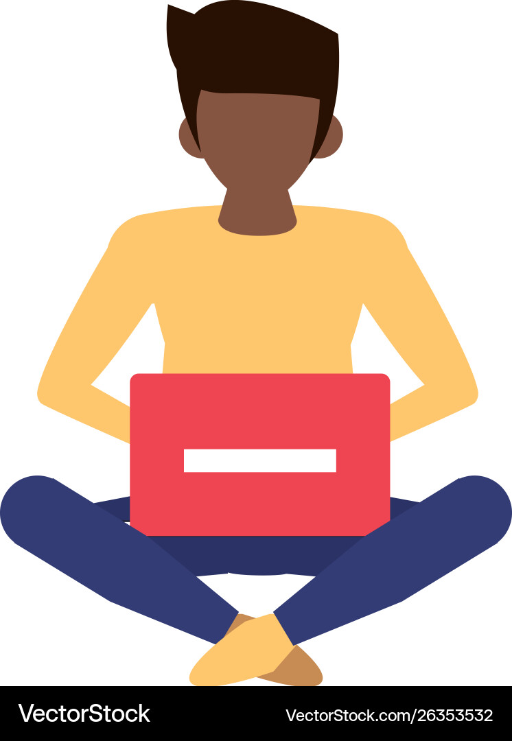 Man using laptop computer cartoon Royalty Free Vector Image