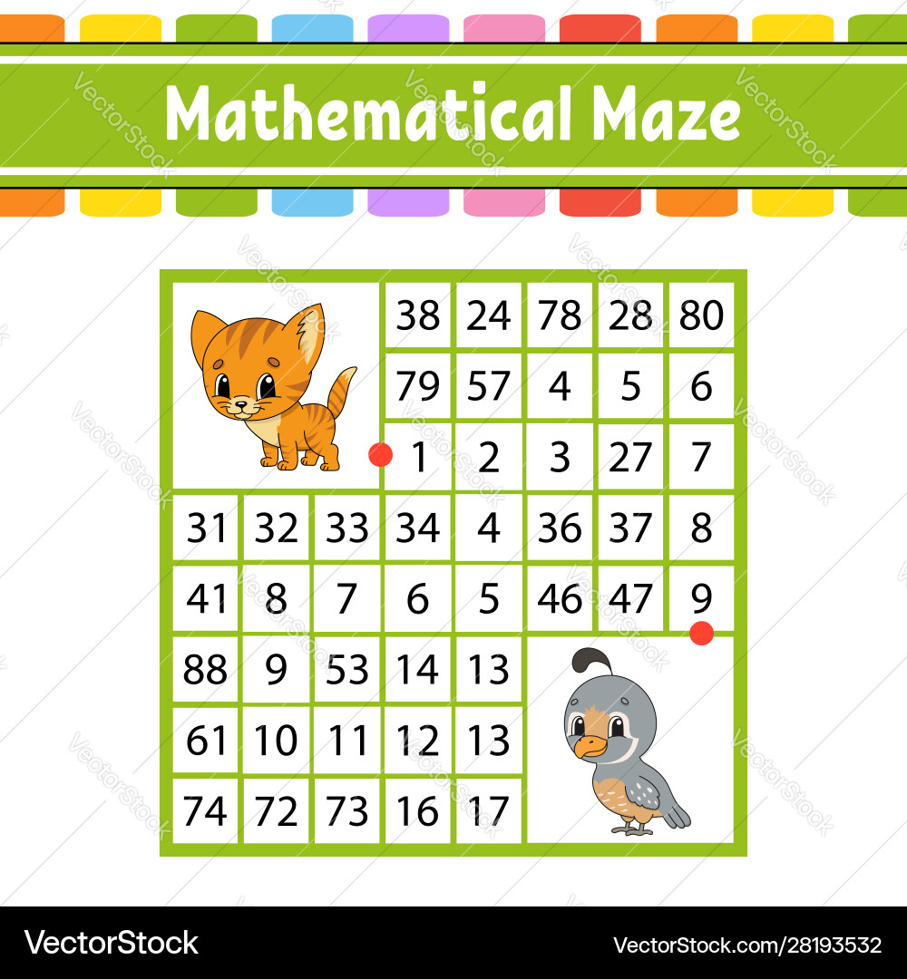 Mathematical maze game for kids number labyrinth Vector Image