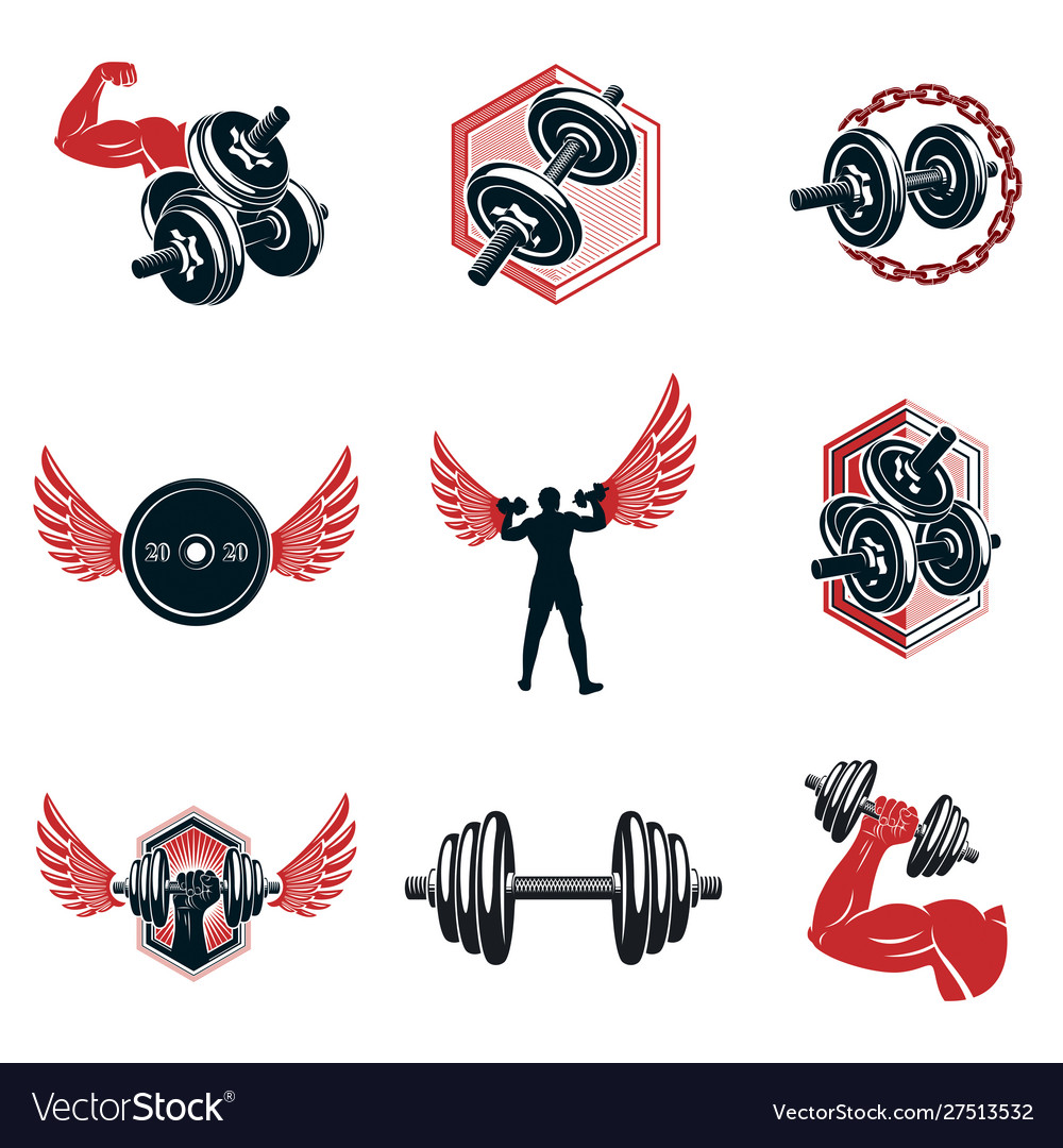 Power lifting theme collection made using Vector Image