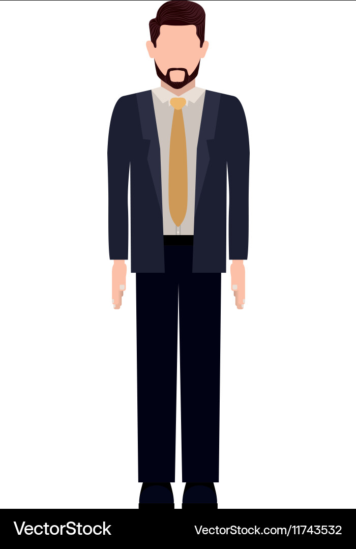 Silhouette man with formal suit and necktie Vector Image