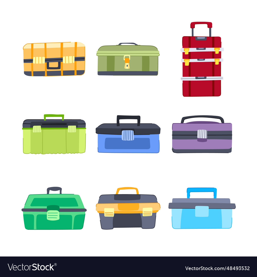 Toolbox set cartoon Royalty Free Vector Image - VectorStock