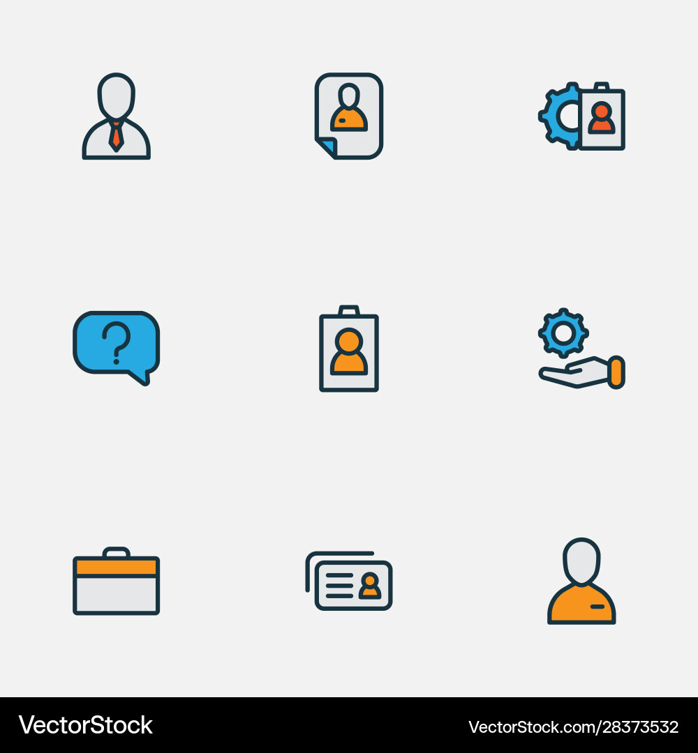 Work icons colored line set with job seeker Vector Image