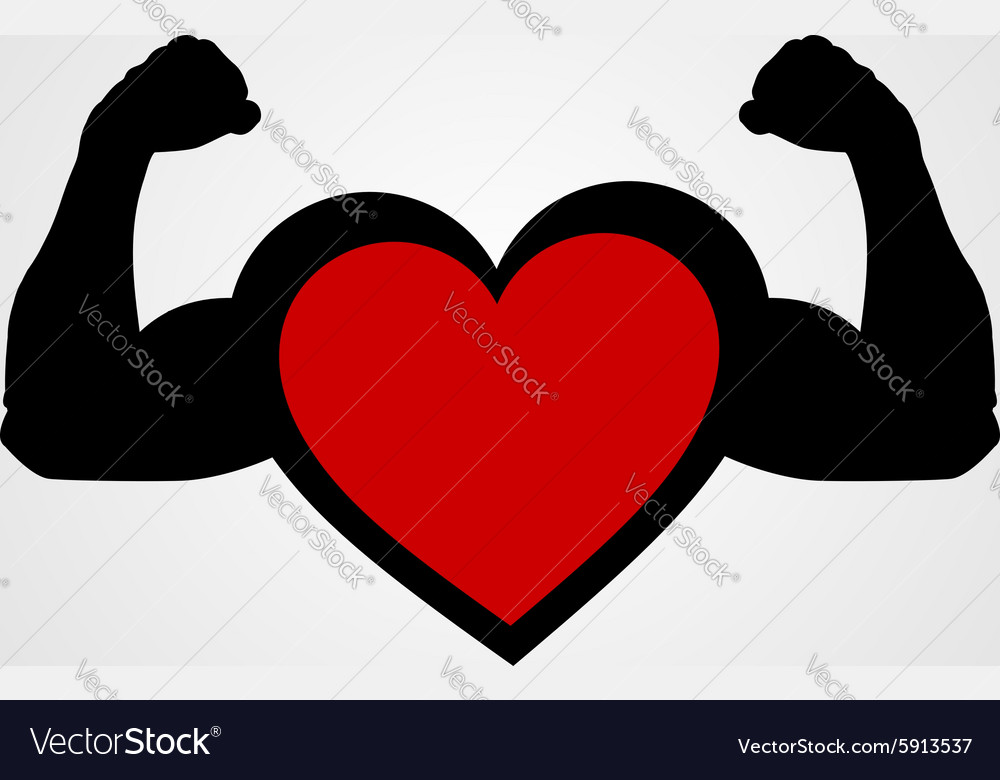 A heart with flexing muscles- healthy Royalty Free Vector