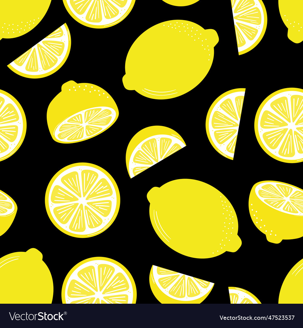 Black lemon repeat pattern seamless repeating Vector Image