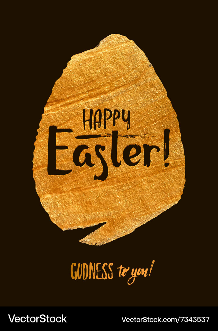 Gold foil calligraphy happy easter greeting card Vector Image