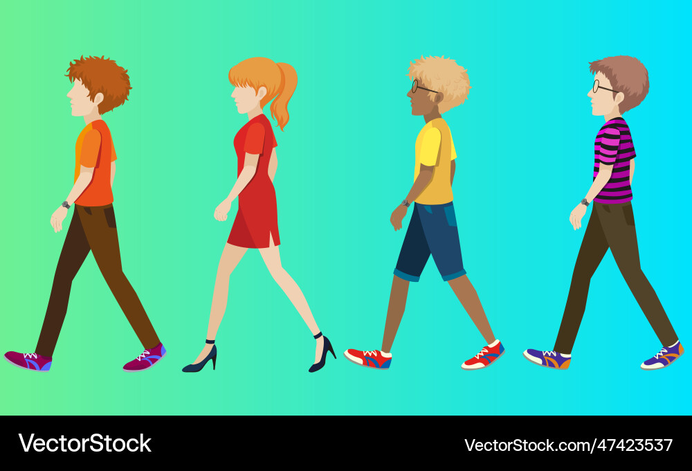 Group of faceless people walking Royalty Free Vector Image