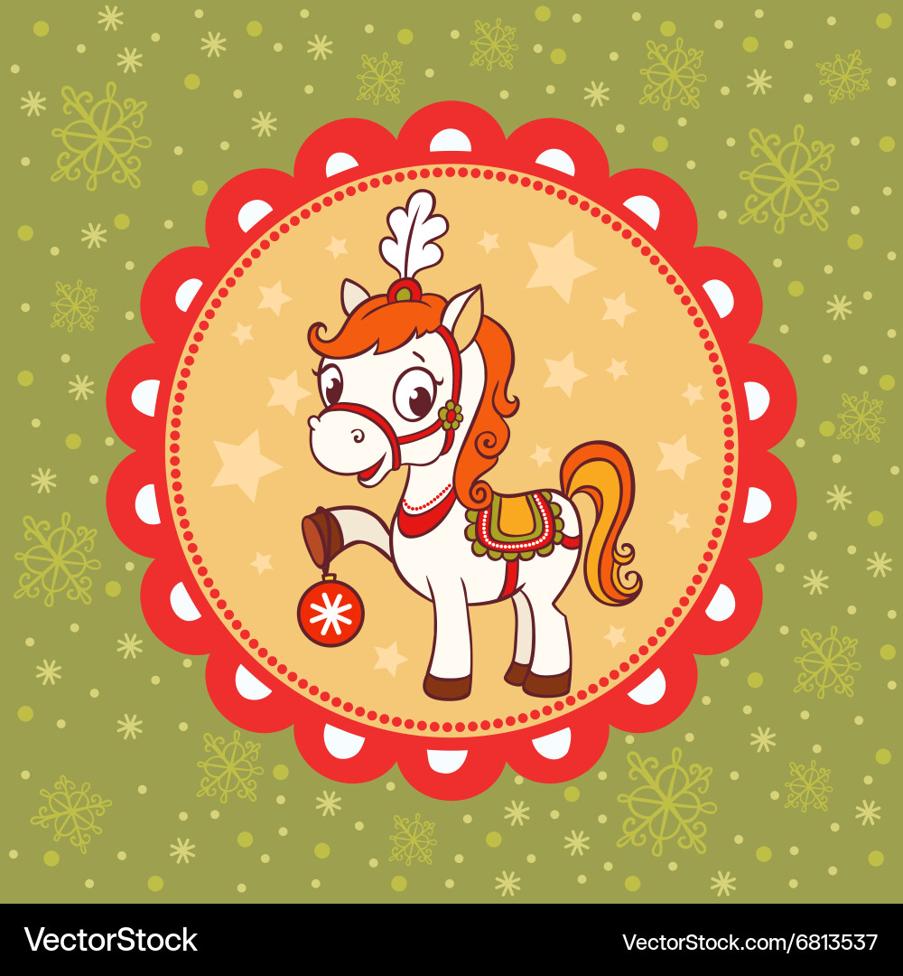 Horse christmas card design Royalty Free Vector Image