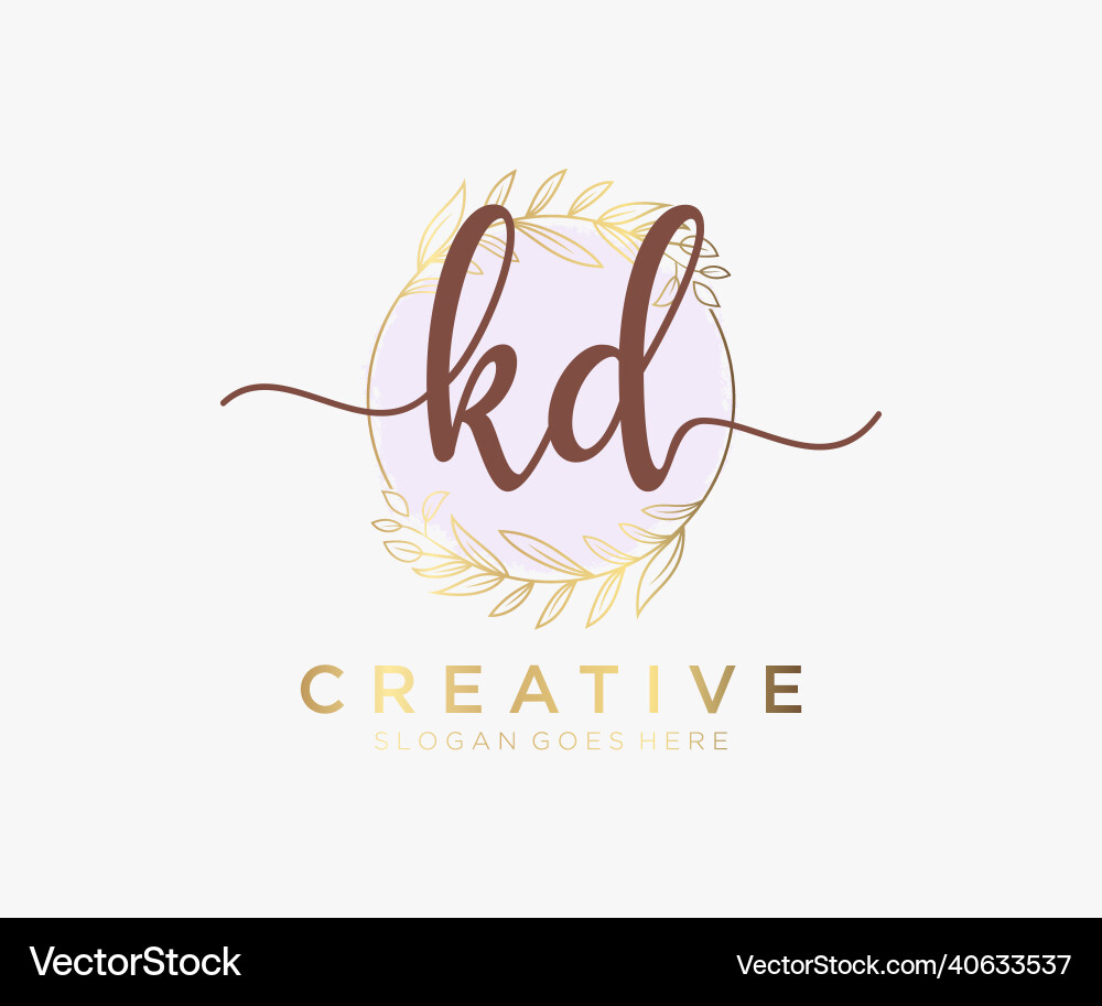 Initial kd feminine logo usable for nature salon Vector Image
