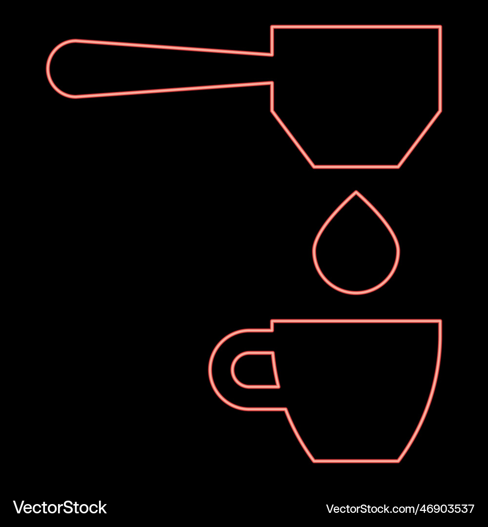 Neon coffee drop in cup filtering cuping Vector Image