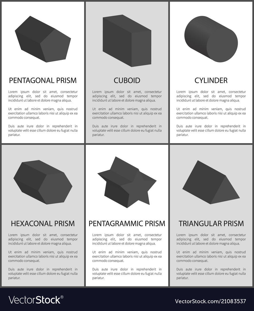 Pentagonal and hexagonal prisms set Royalty Free Vector