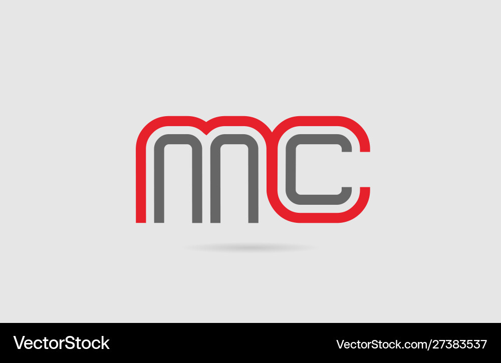 Red grey alphabet letter logo combination mc m c Vector Image