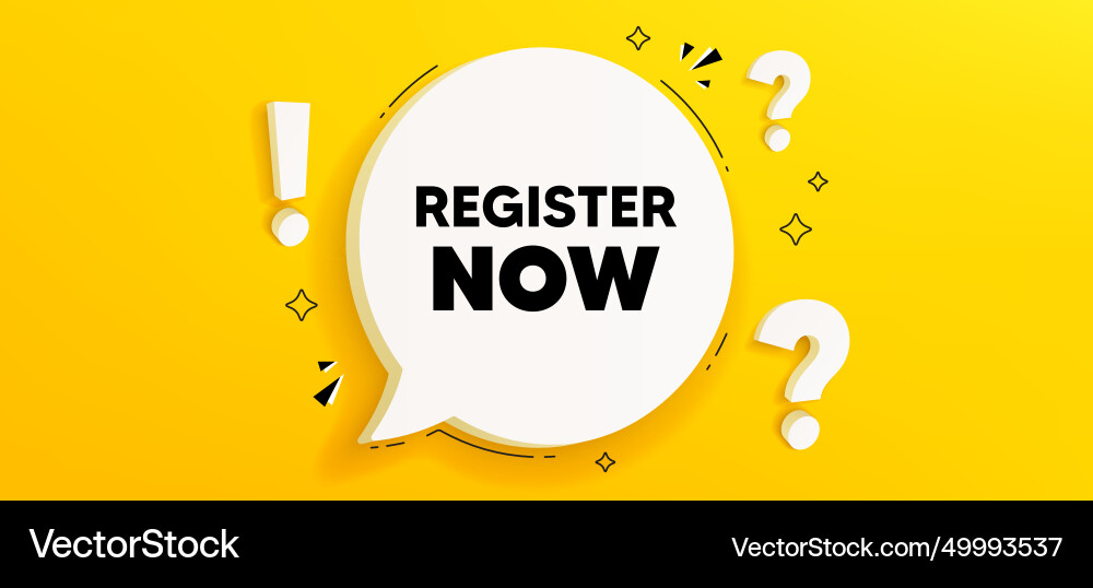 Register now tag free registration offer chat Vector Image