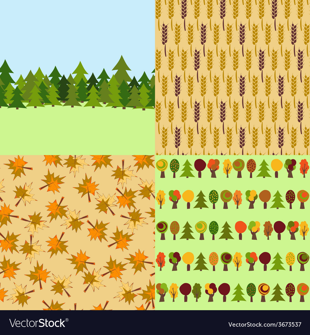 Set of autumn nature seamless patterns backgrounds