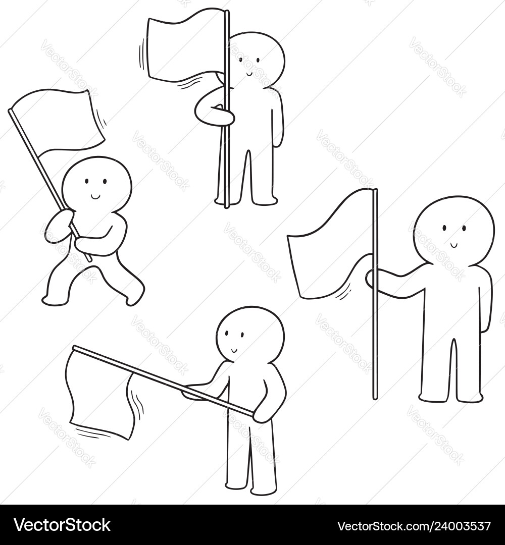 Set of people and flag Royalty Free Vector Image