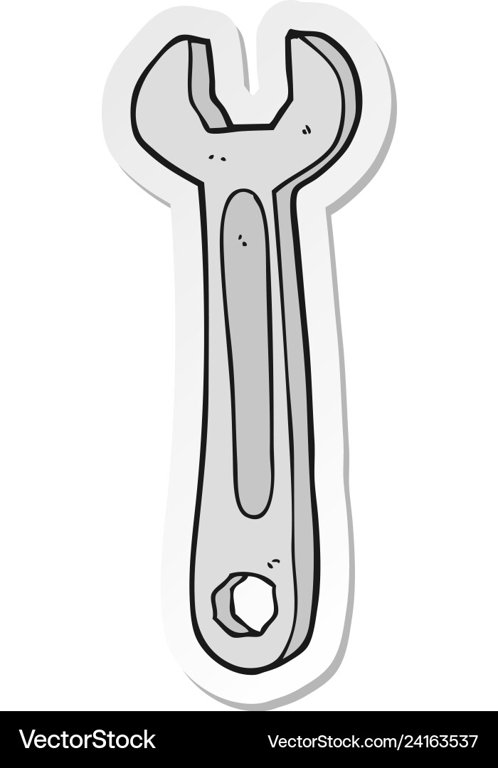 Sticker of a cartoon spanner Royalty Free Vector Image