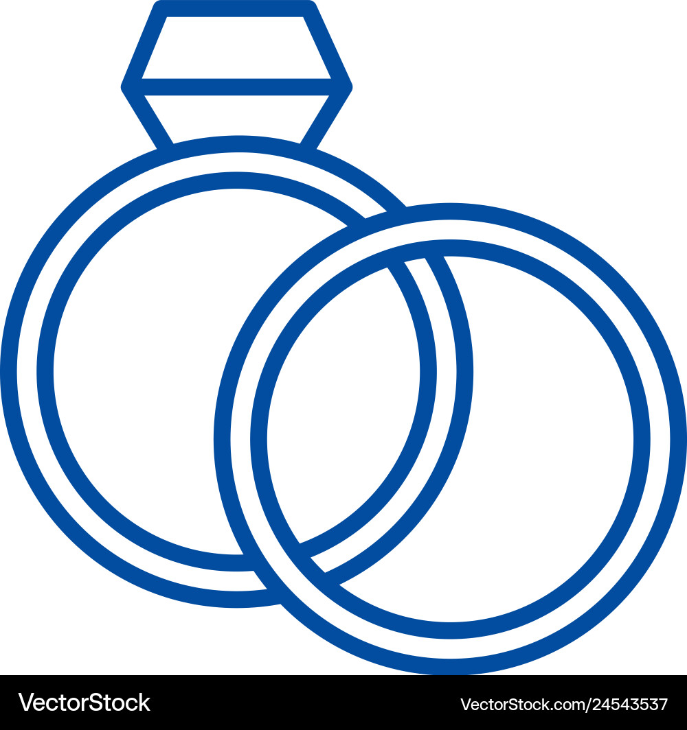 Wedding rings with diamond line icon concept Vector Image