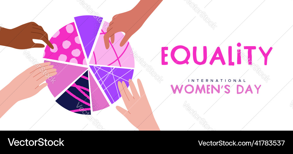 Womens day diverse hand equality circle card Vector Image