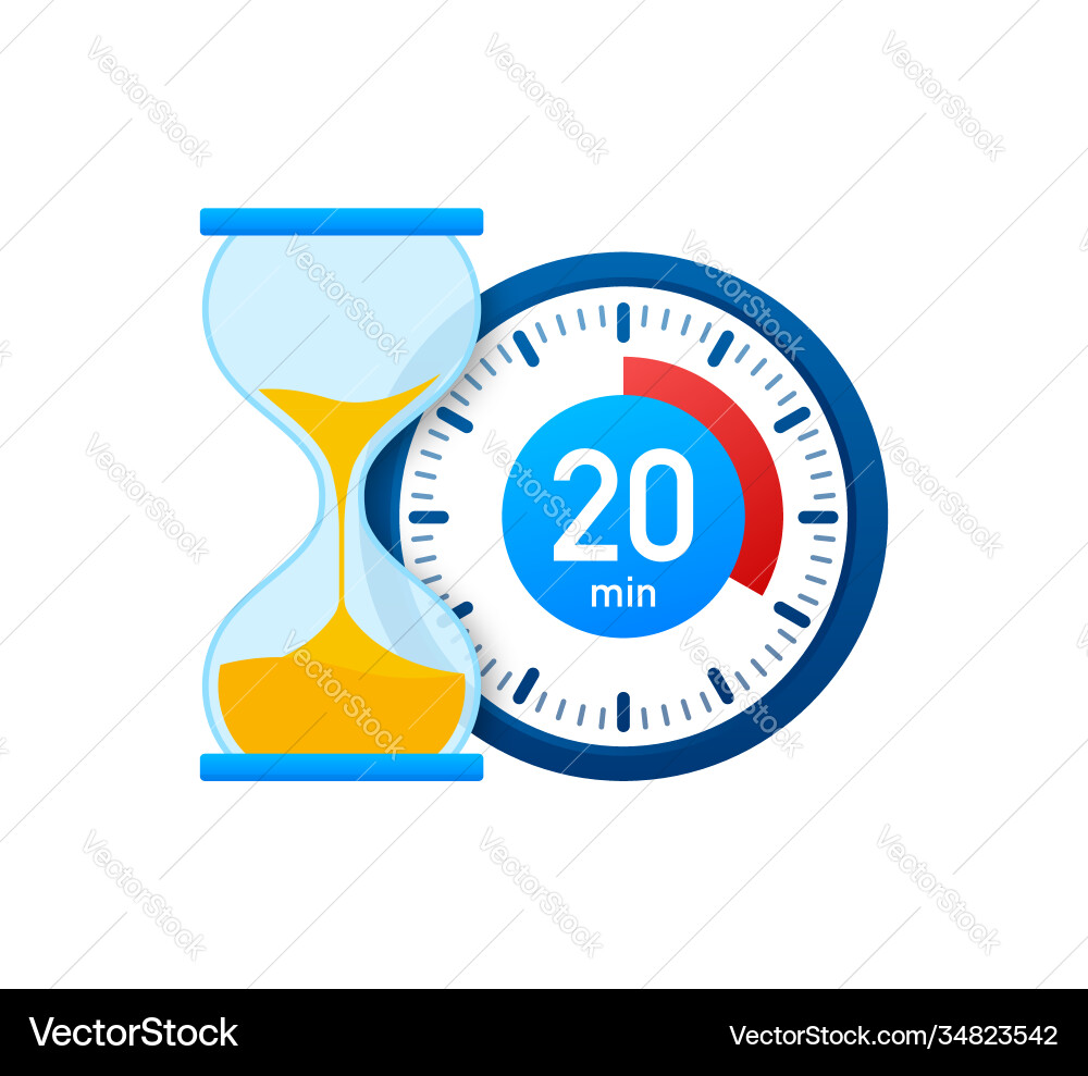 20 minutes stopwatch icon Royalty Free Vector Image
