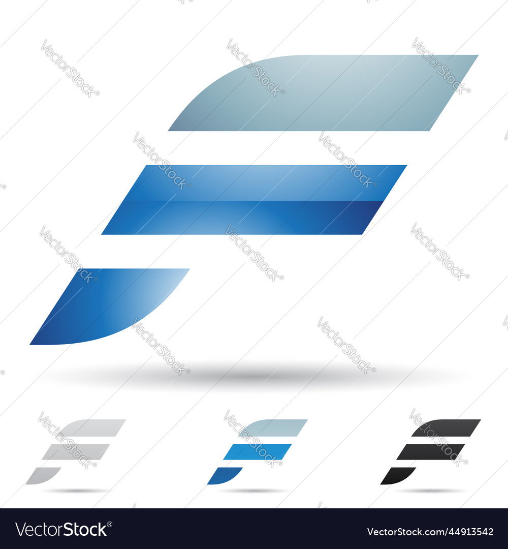 Blue glossy abstract logo icon of letter f Vector Image
