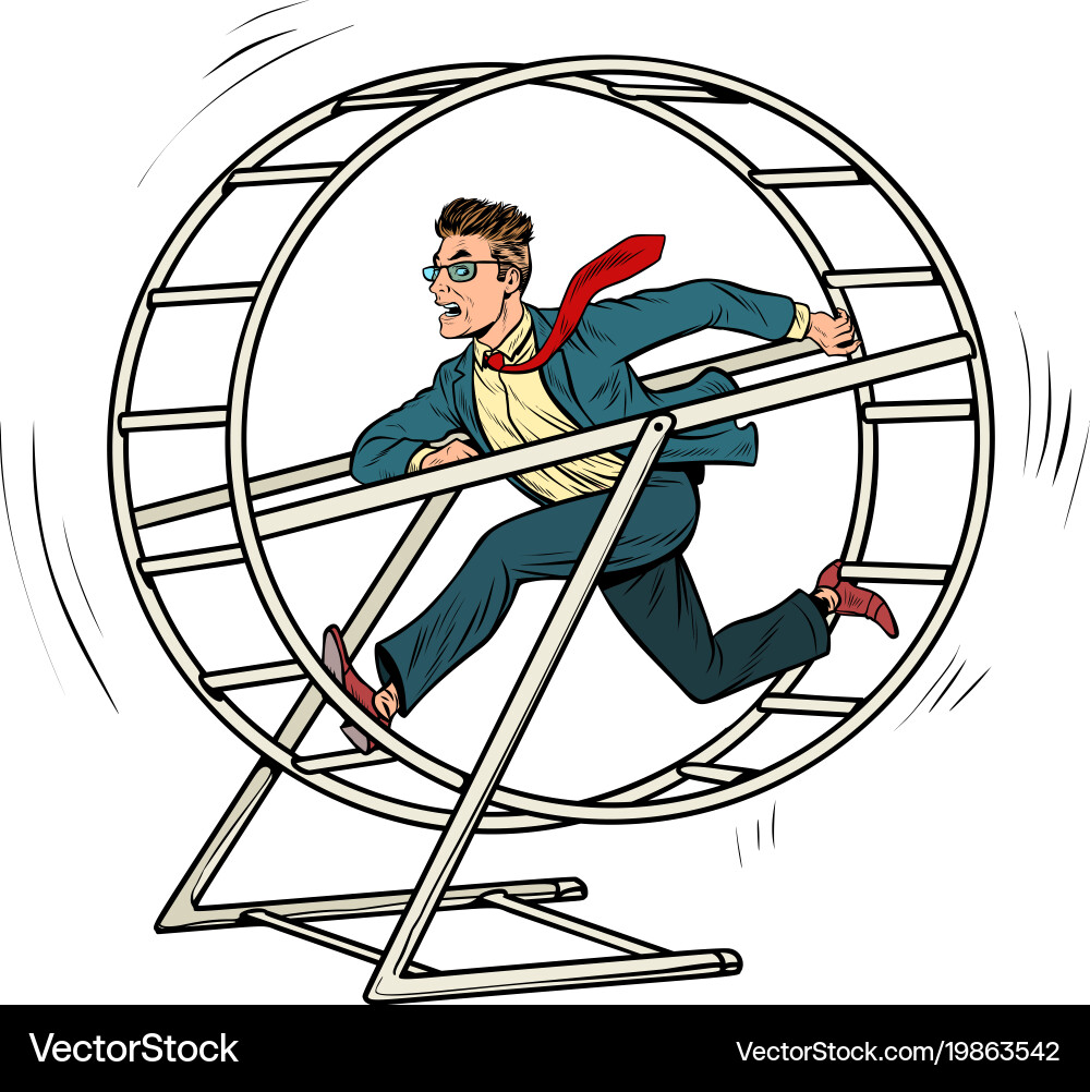 Businessman in a squirrel wheel Royalty Free Vector Image