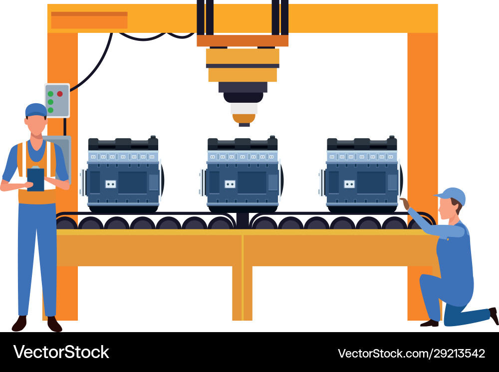 Car repair design machine with engines Royalty Free Vector