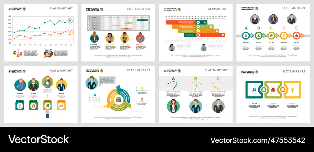 Colorful diagrams set for presentation slide Vector Image