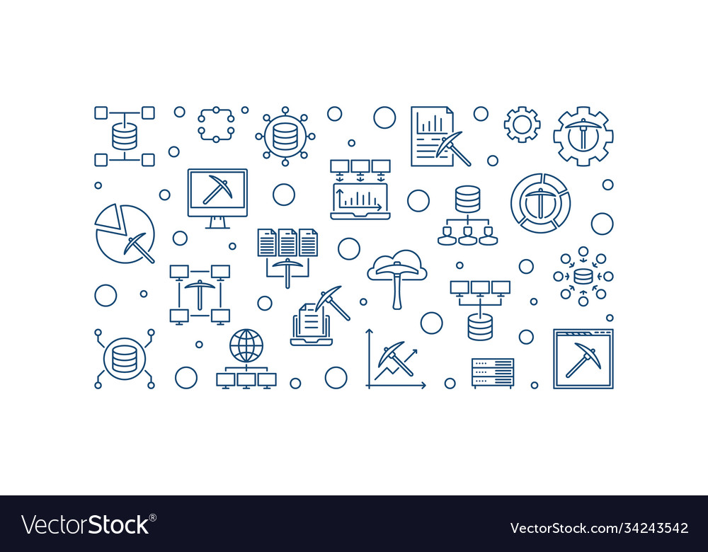 Data mining concept linear horizontal Royalty Free Vector