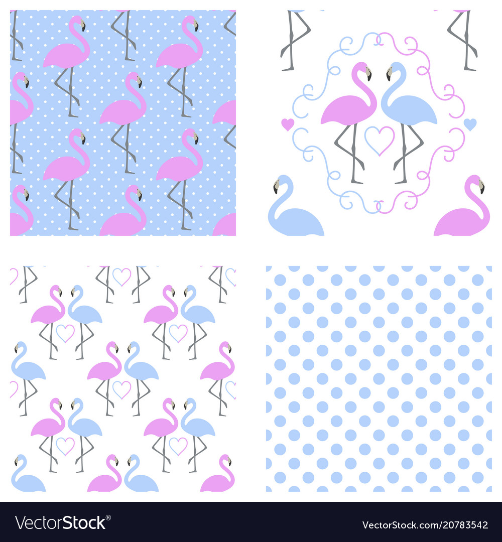 Flamingo seamless pattern set Royalty Free Vector Image