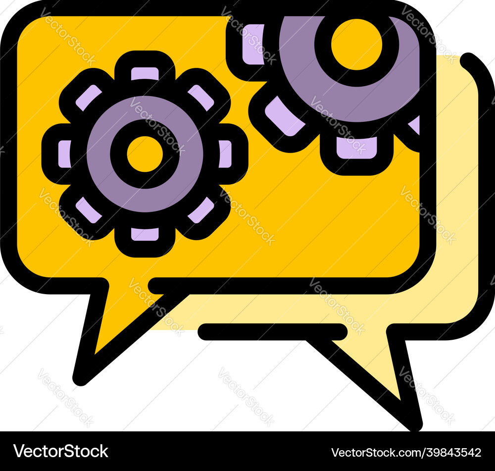 Gear wheel chat icon color outline Royalty Free Vector Image