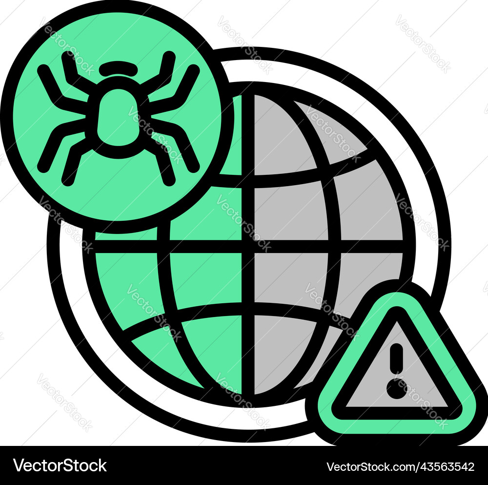 Global digital risk icon outline cyber Royalty Free Vector