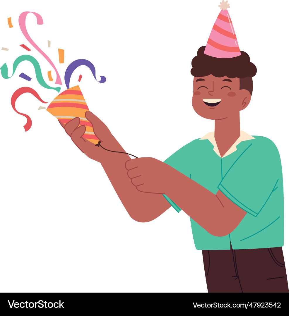 Man with party hat and horn celebration Royalty Free Vector