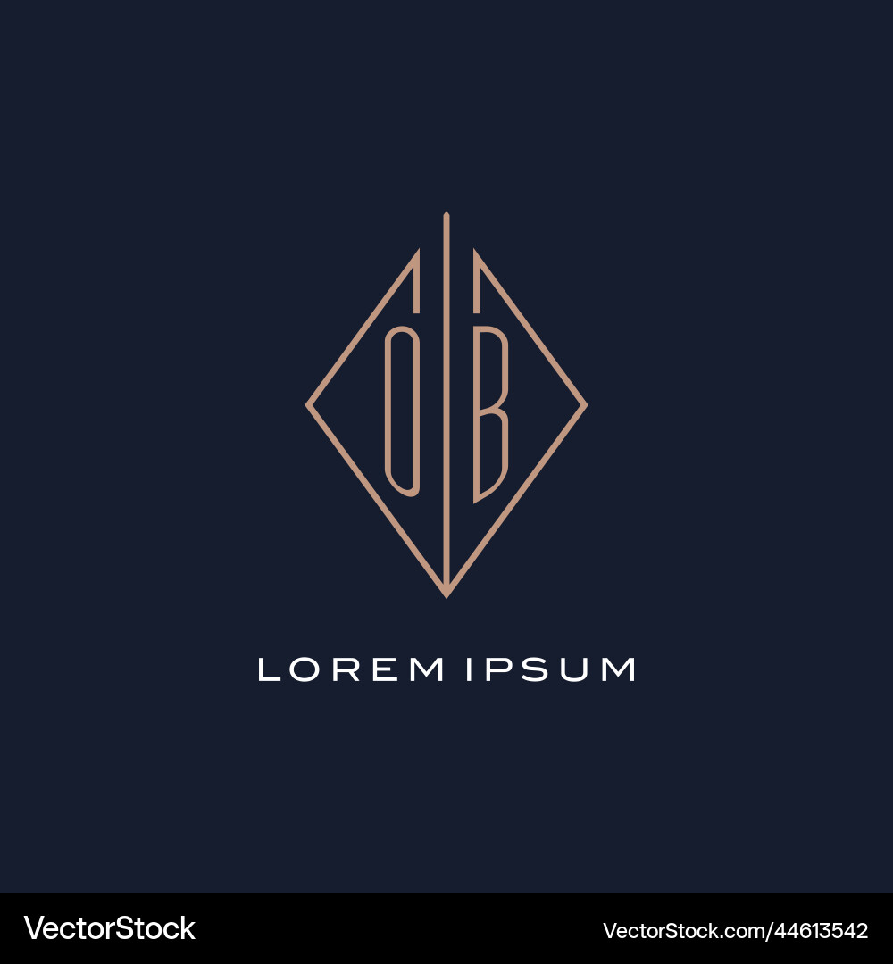 Monogram ob logo with diamond rhombus style Vector Image