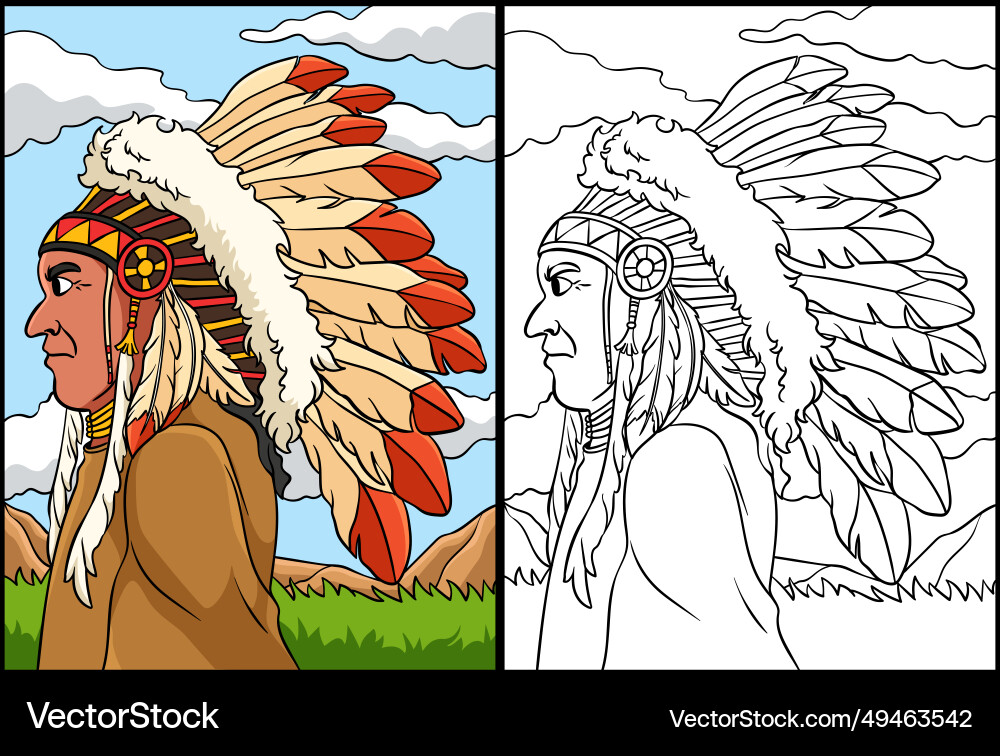 Native american indian chieftain Royalty Free Vector Image