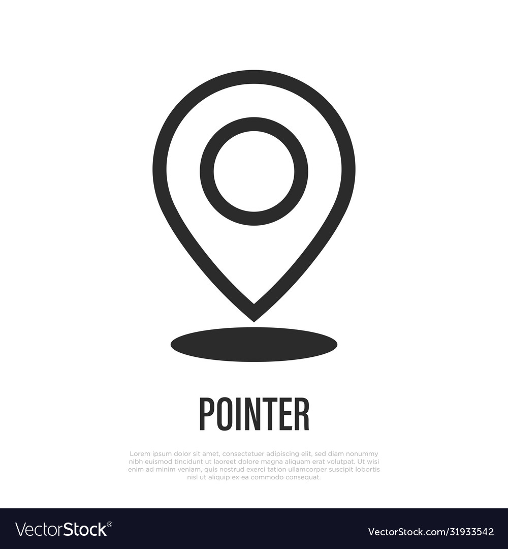 Pointer thin line icon location Royalty Free Vector Image
