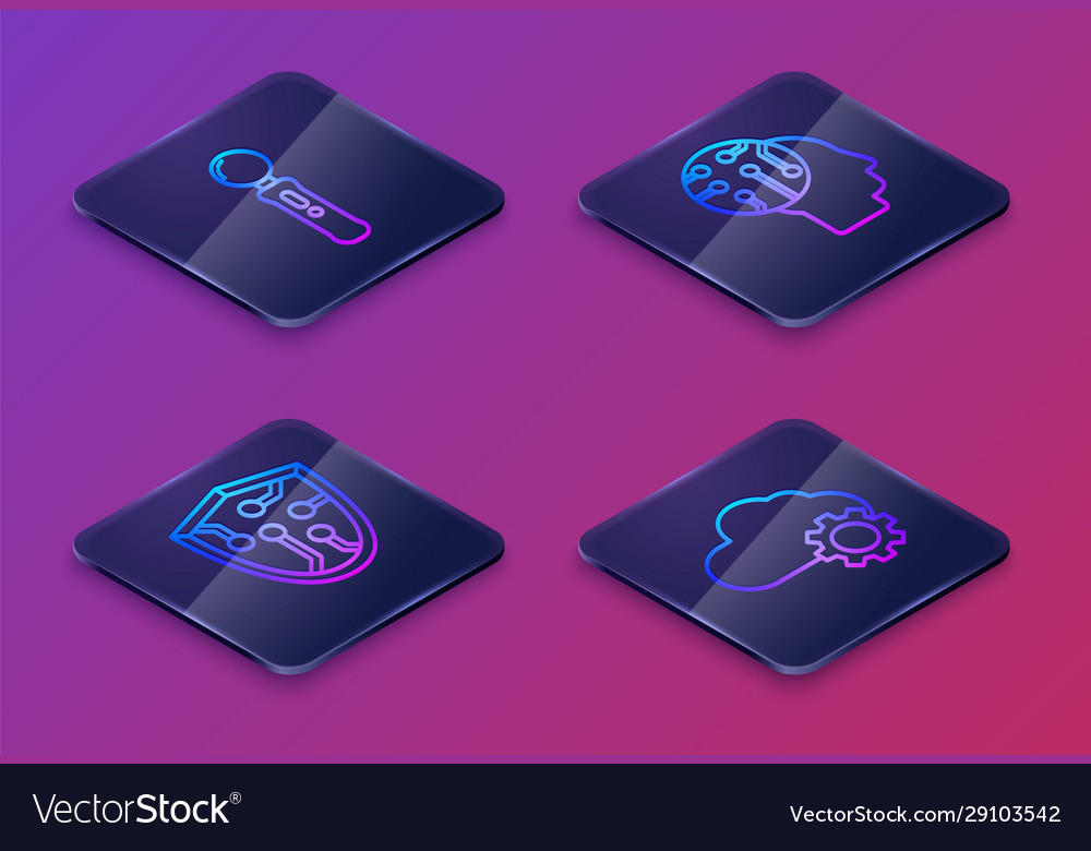 Set isometric line gamepad cyber security human Vector Image Set isometric line gamepad cyber security human Vector Image