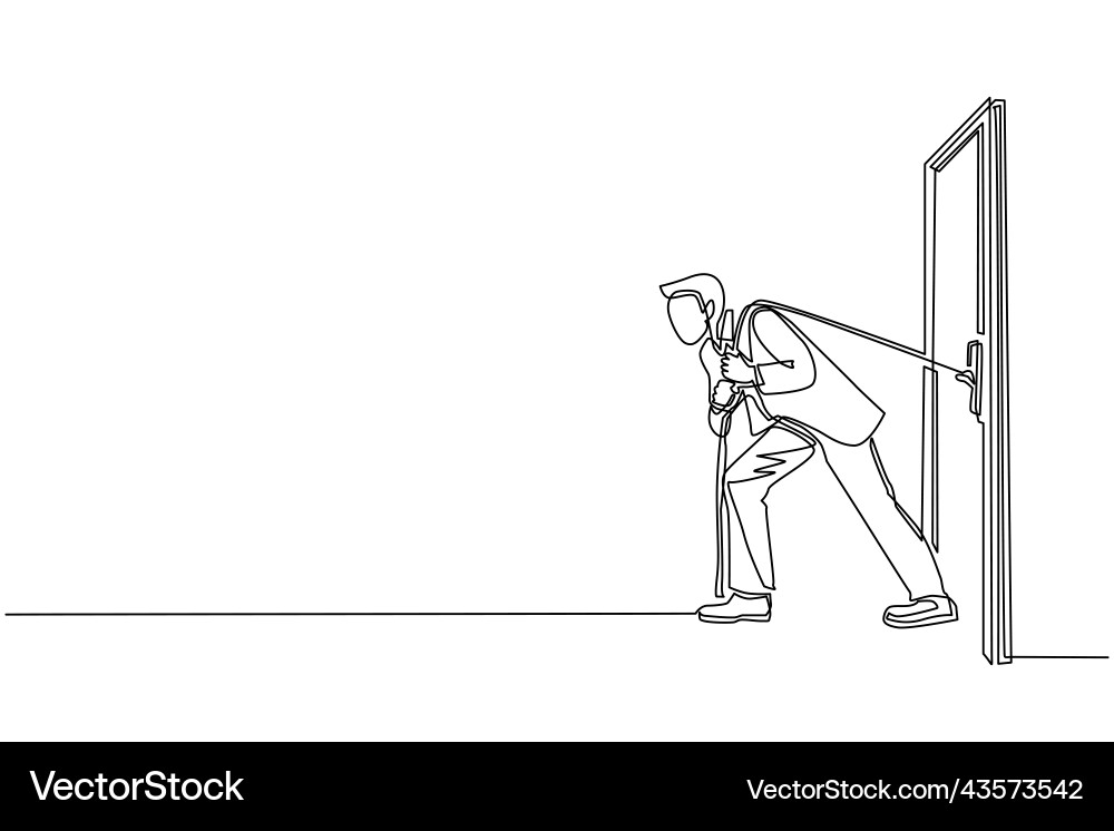 Single one line drawing businessman trying hard Vector Image