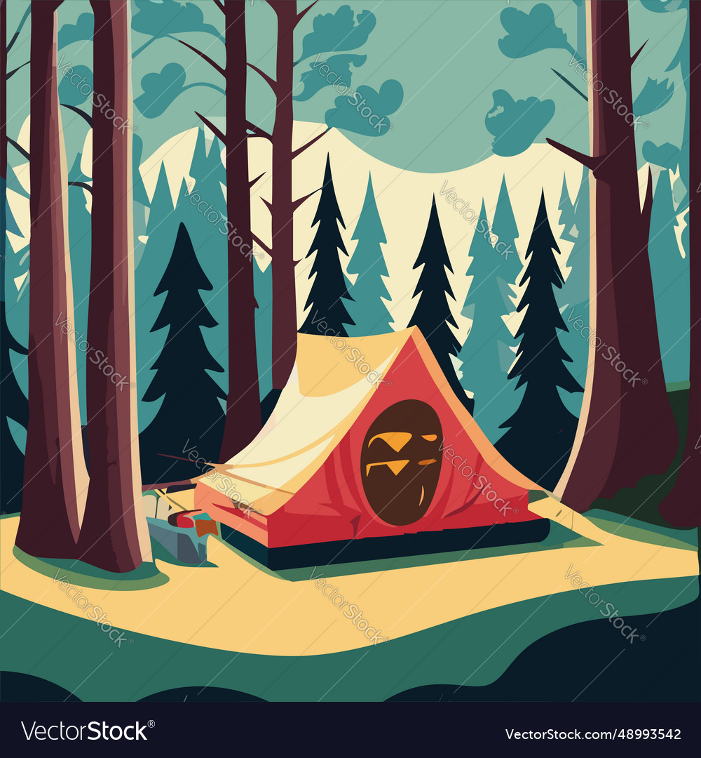 Tourist summer camping Royalty Free Vector Image