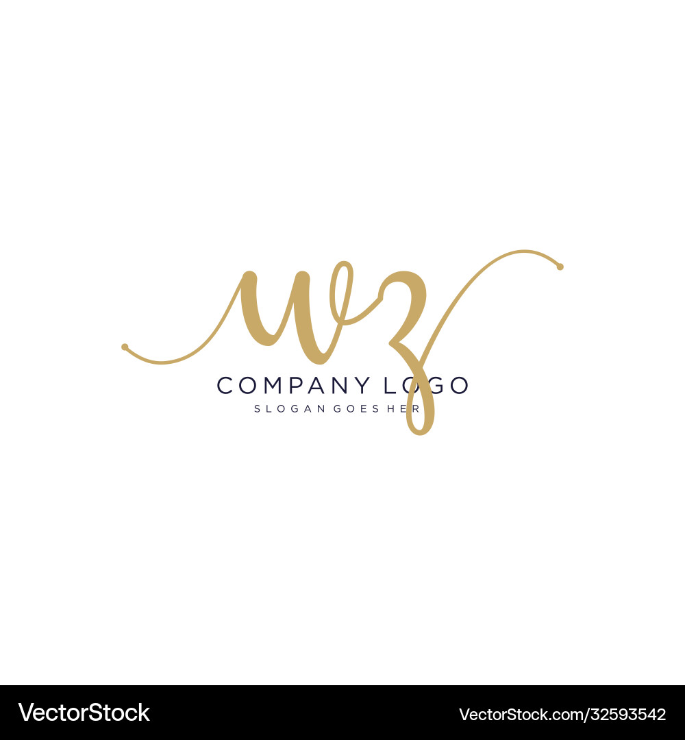 Wz initial handwriting logo design Royalty Free Vector Image