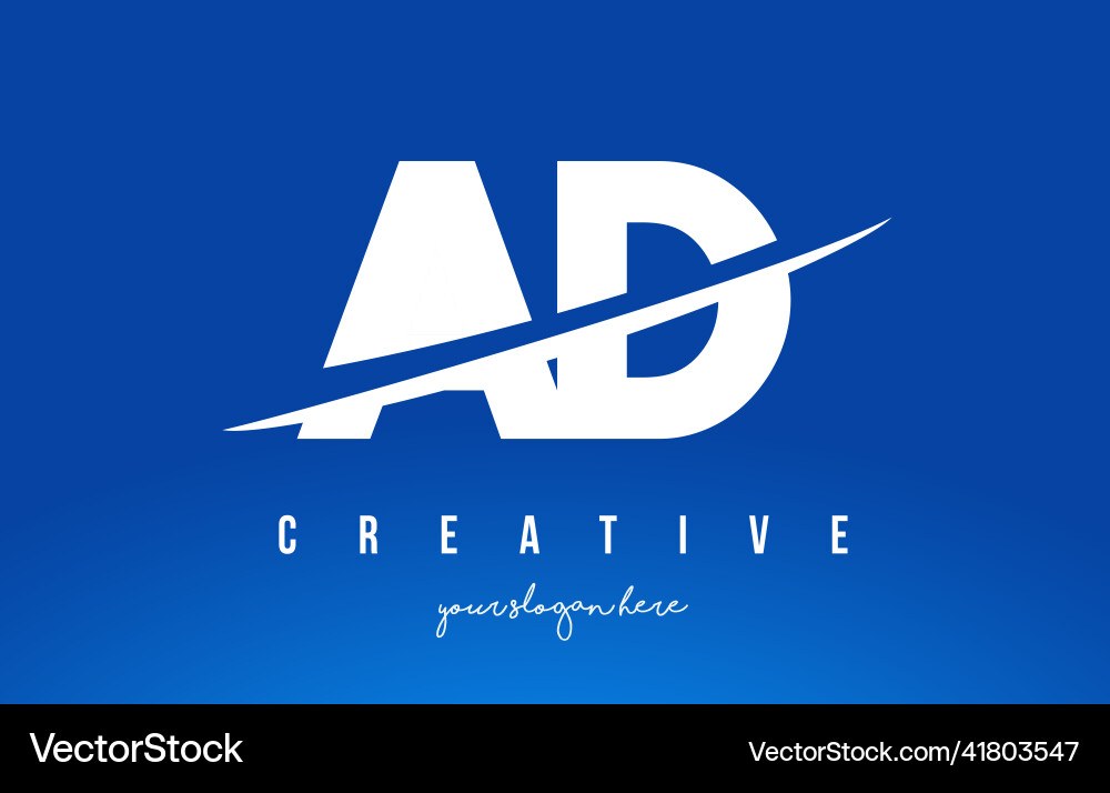 Ad a d letter modern logo design white yellow Vector Image