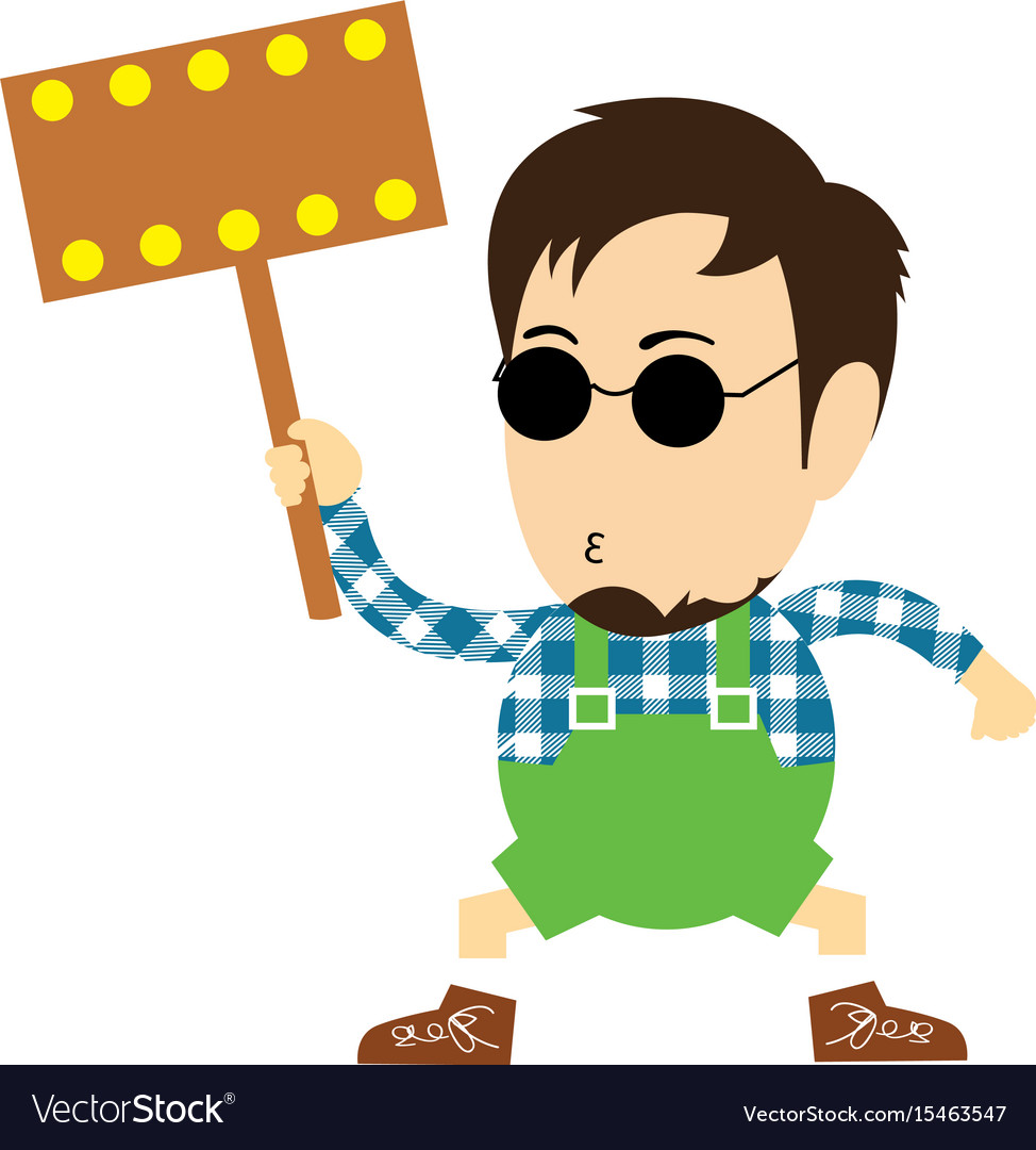 Character Cartoon Holding An Empty Sign Royalty Free Vector