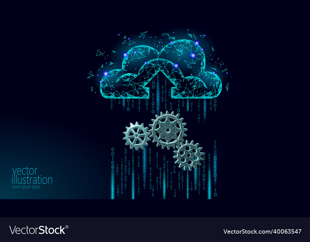 Cloud Computing Online Storage Settings Low Poly Vector Image