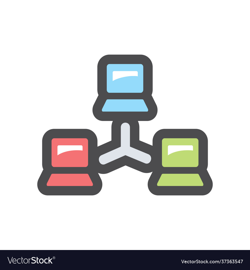 Computer network scheme icon cartoon Royalty Free Vector