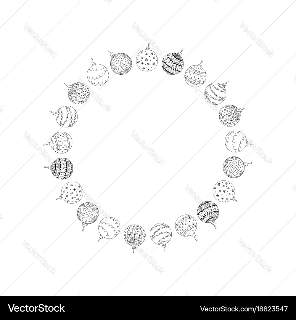 Decorative round frame from christmas ball toy Vector Image