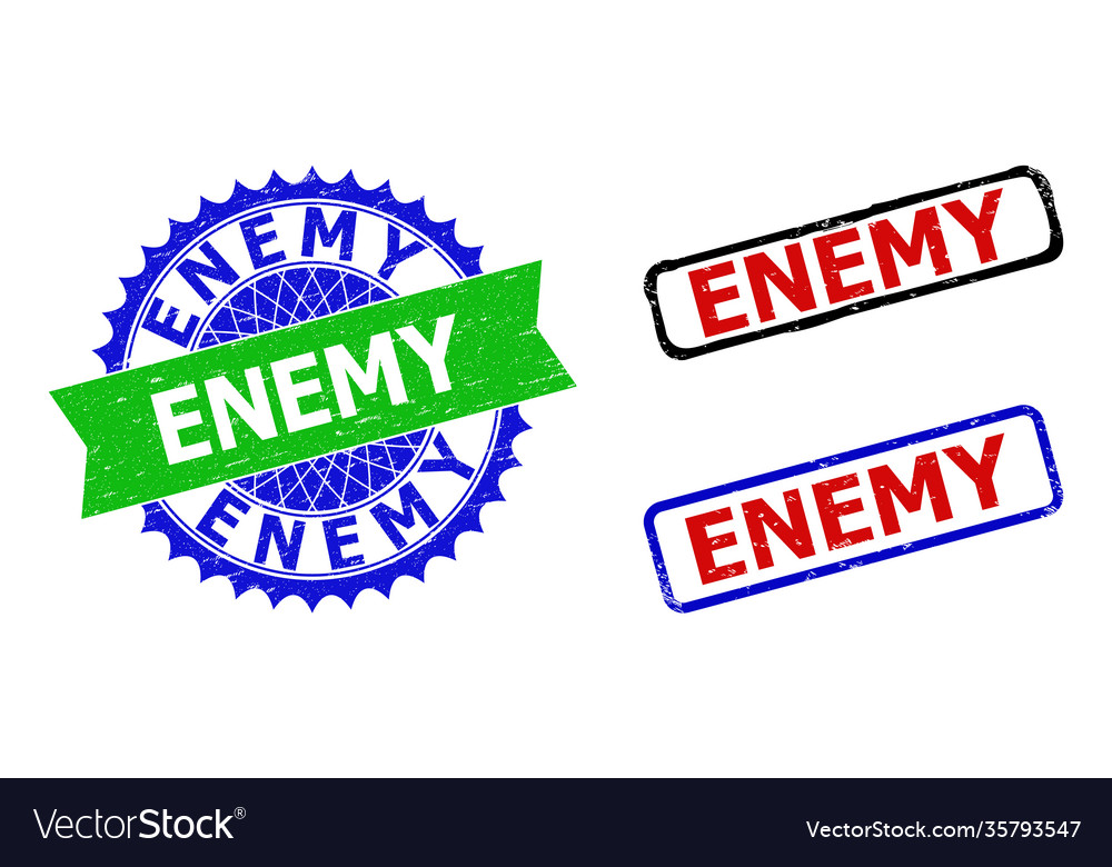 Enemy rosette and rectangle bicolor watermarks Vector Image