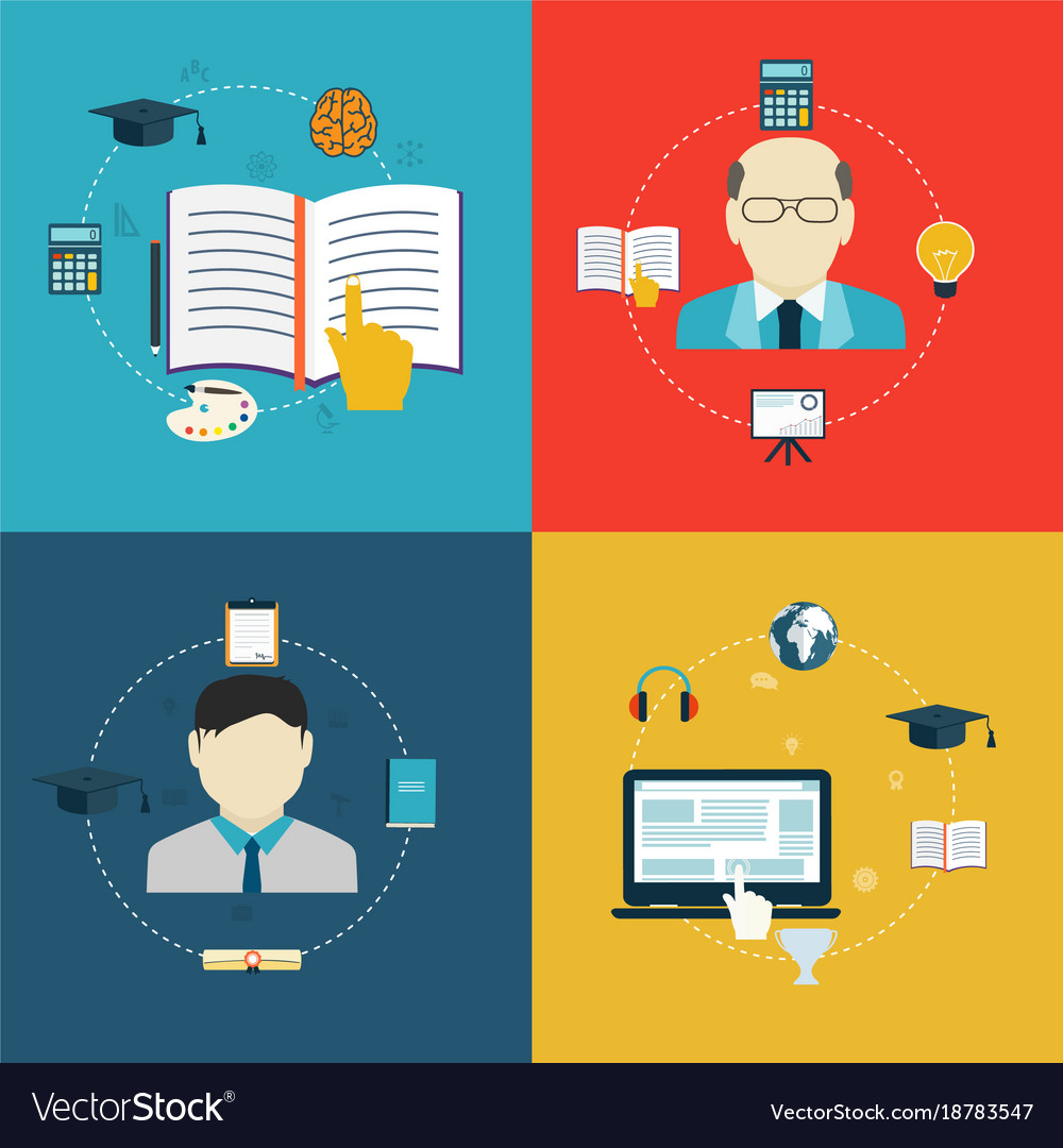 Flat design icons education online learning Vector Image
