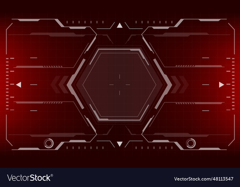 Hud sci-fi interface red screen view design Vector Image