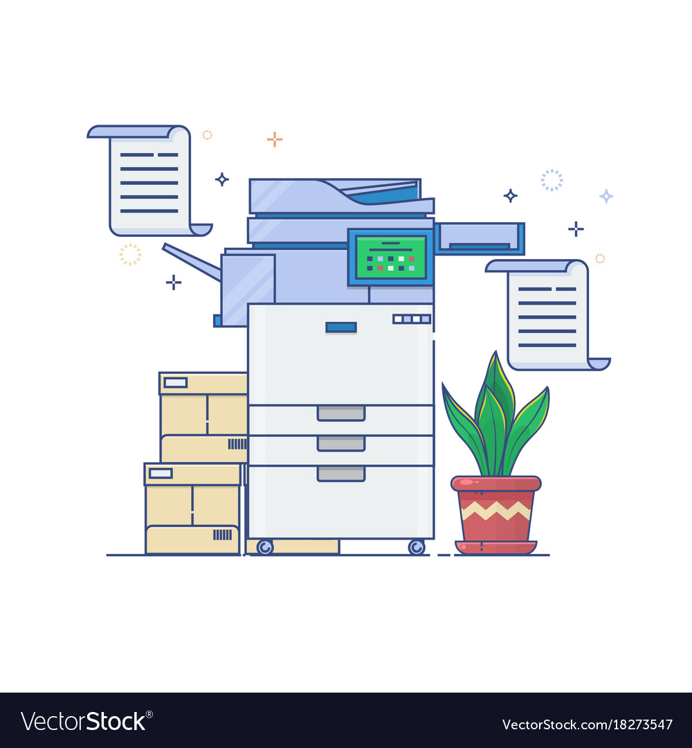 Office multi-function printer scannerflat thin Vector Image