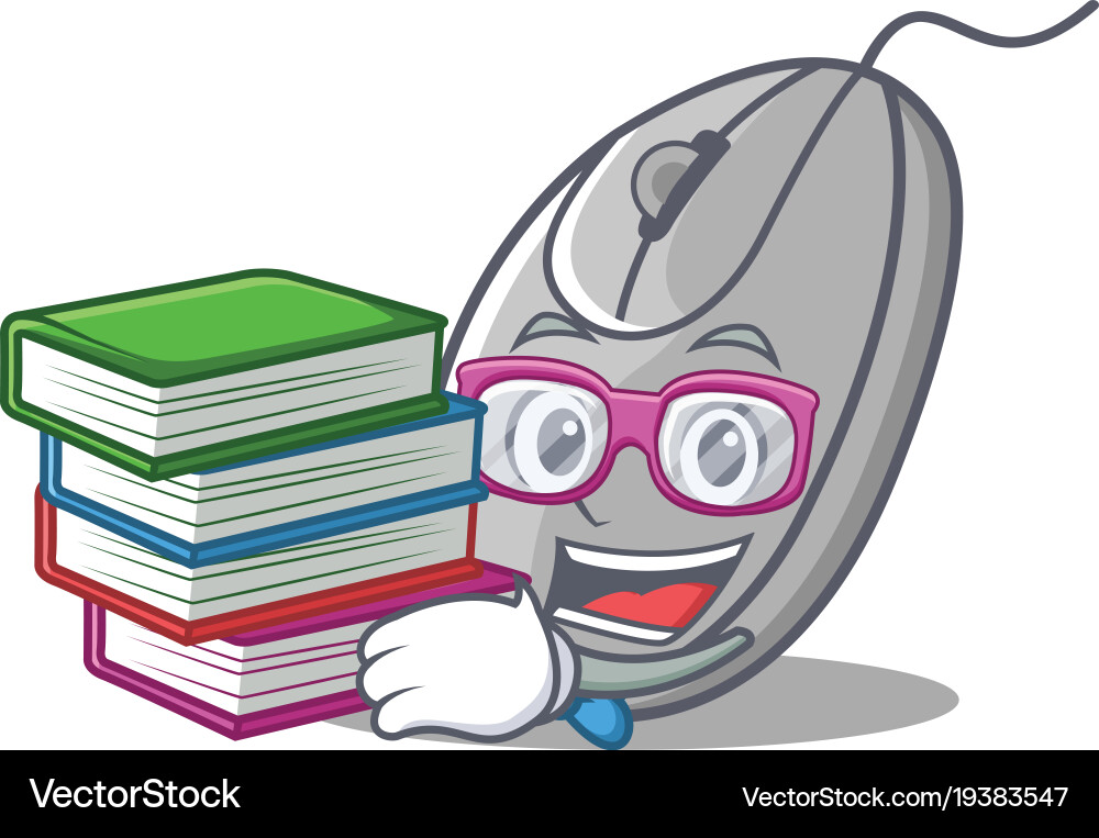 Student with book mouse mascot cartoon style Vector Image
