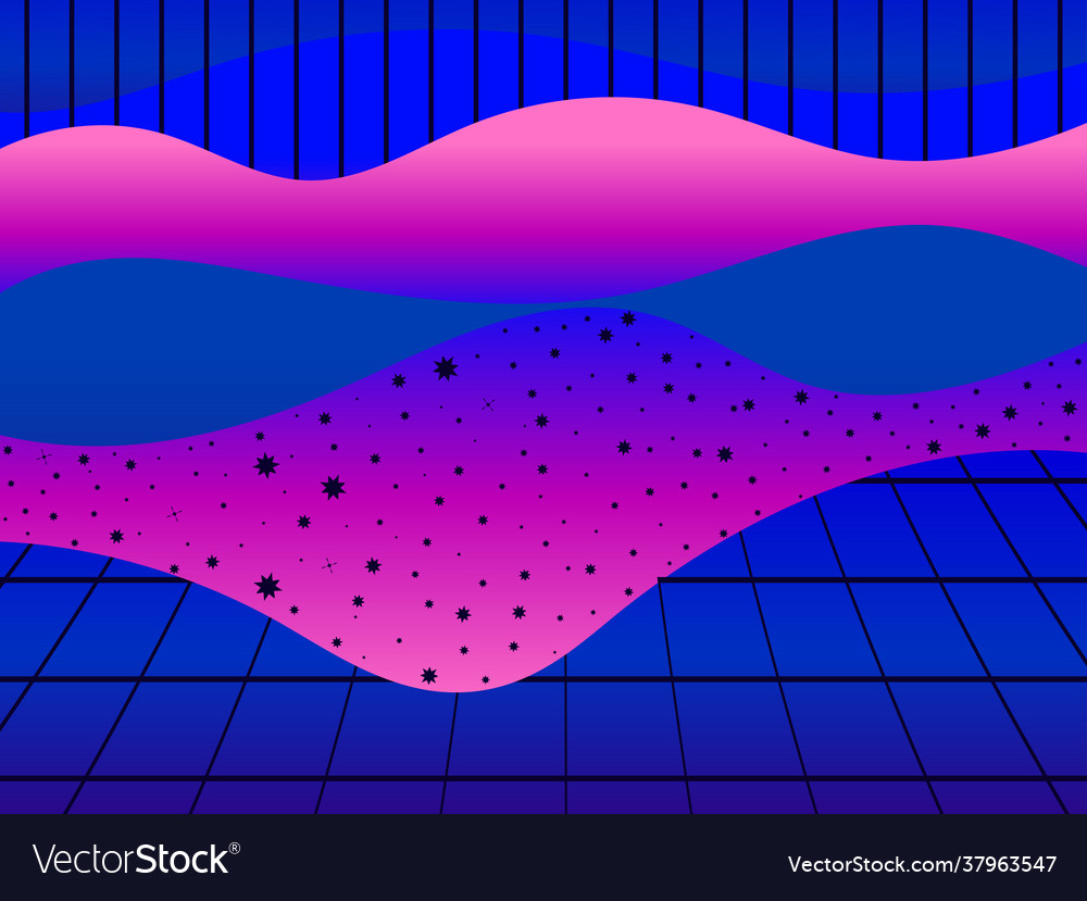 Synthwave pattern cyber space laser grid Vector Image
