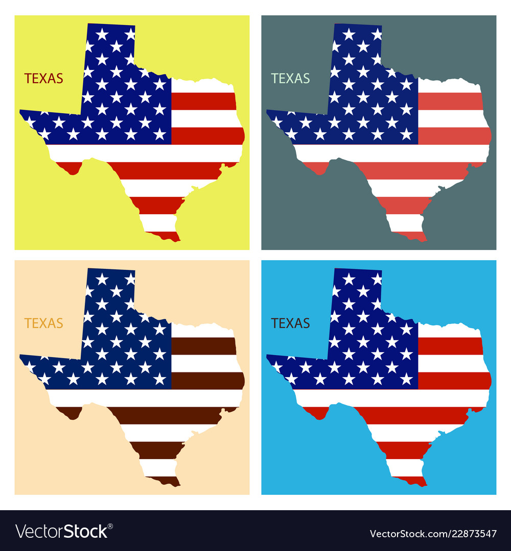 Texas state of america with map flag print Vector Image